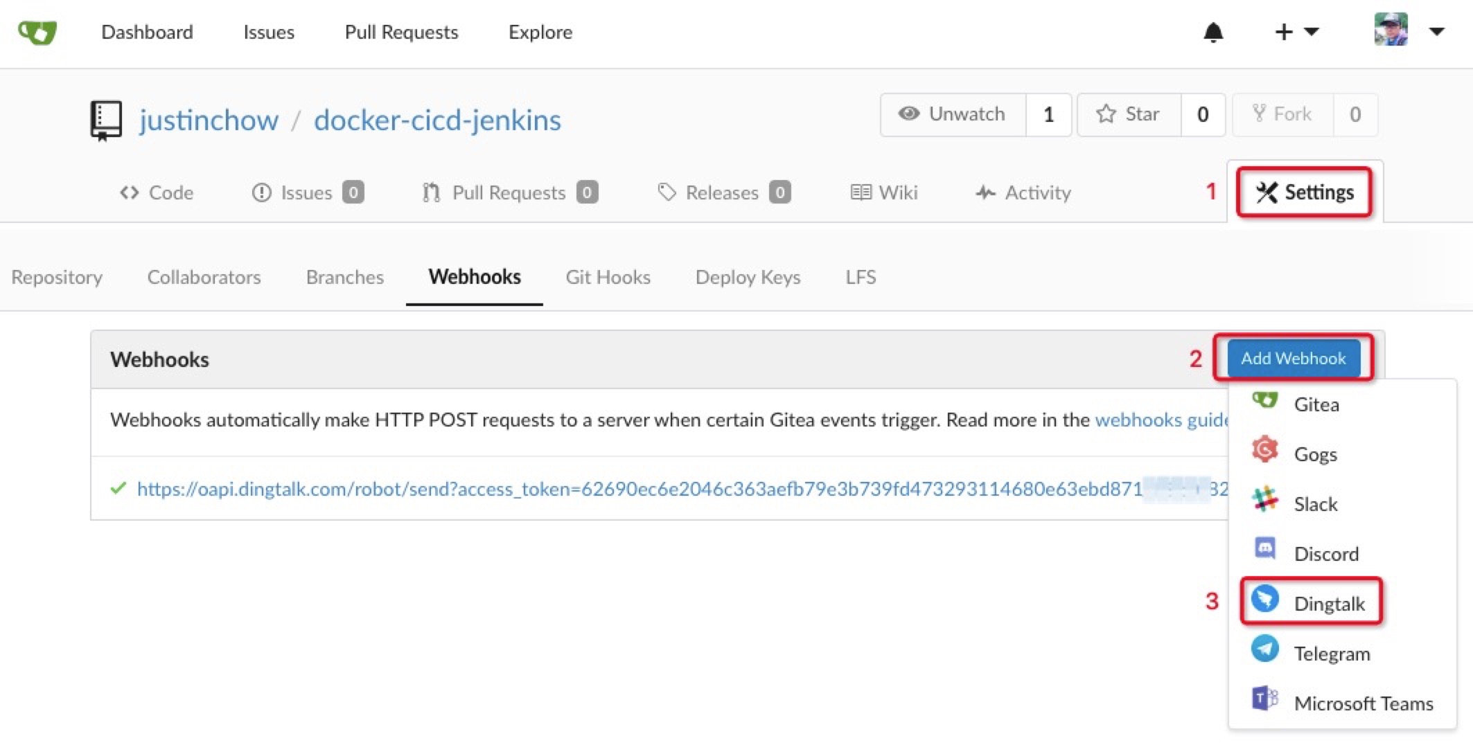 Gitea 集成 Webhook 操作 | OnO